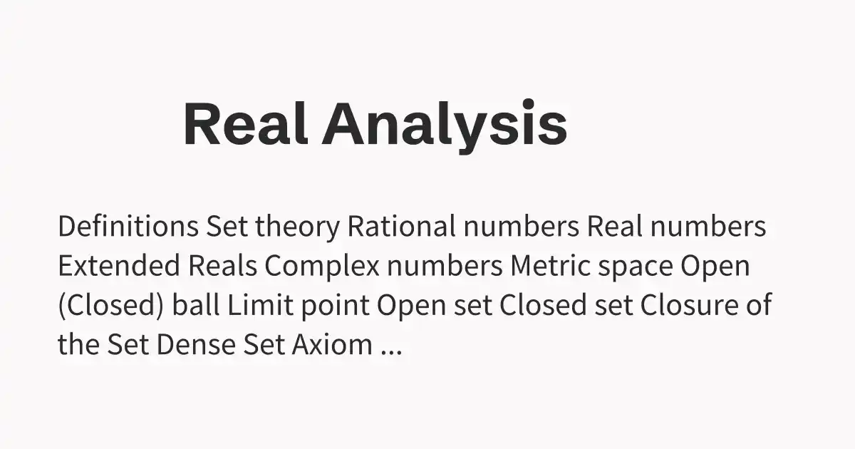 Real Analysis