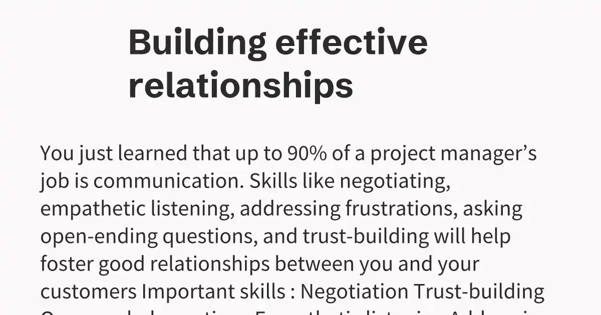 Building effective relationships