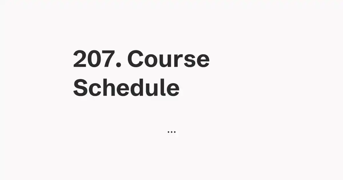207. Course Schedule